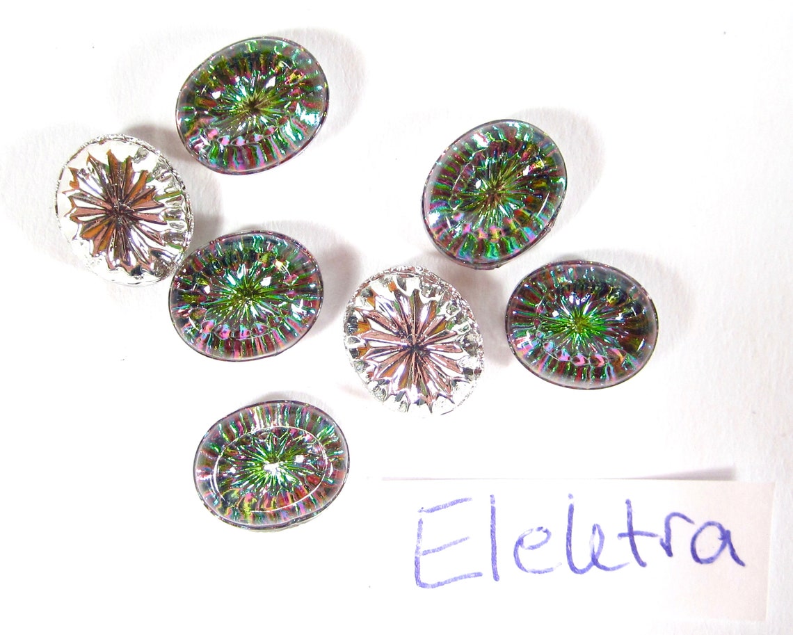 4 Gemstones Handmade Glass Stones 12x10mm Oval Purple Pink Blue Green ...