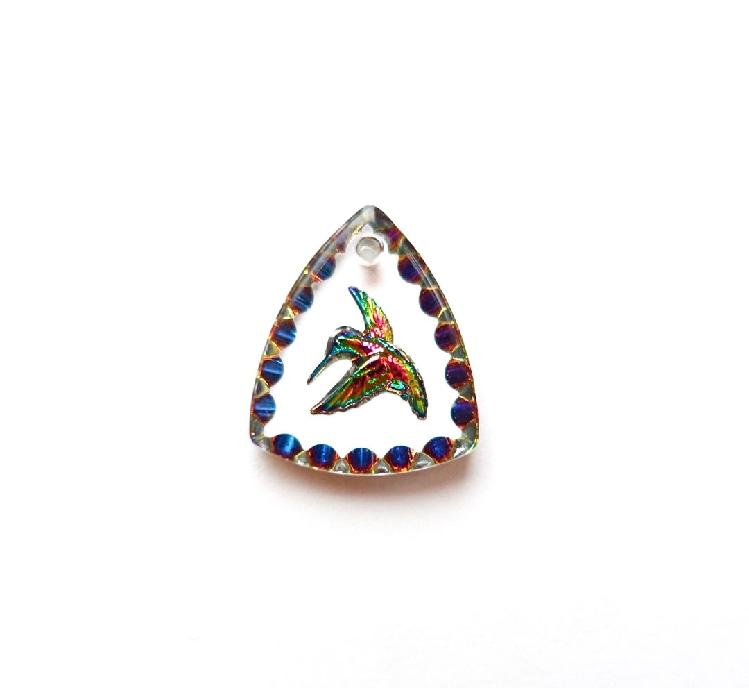 2 Pendant Hummingbird Triangle 15x13mm Handmade Glass Stones Crystal ...