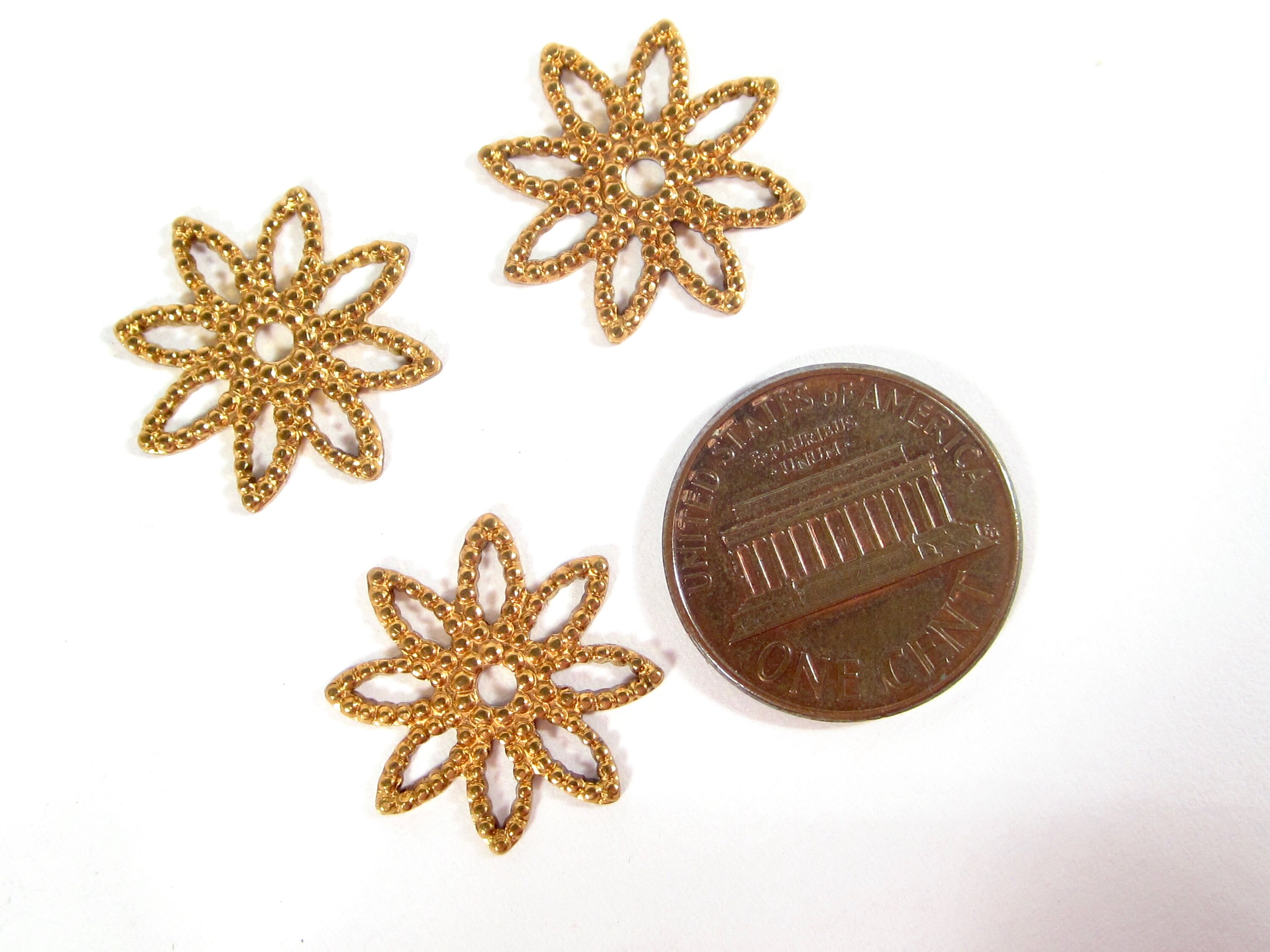 4 Flowers Filigree Tombac Brass Trim 17mm Star Sun Metal Material ...
