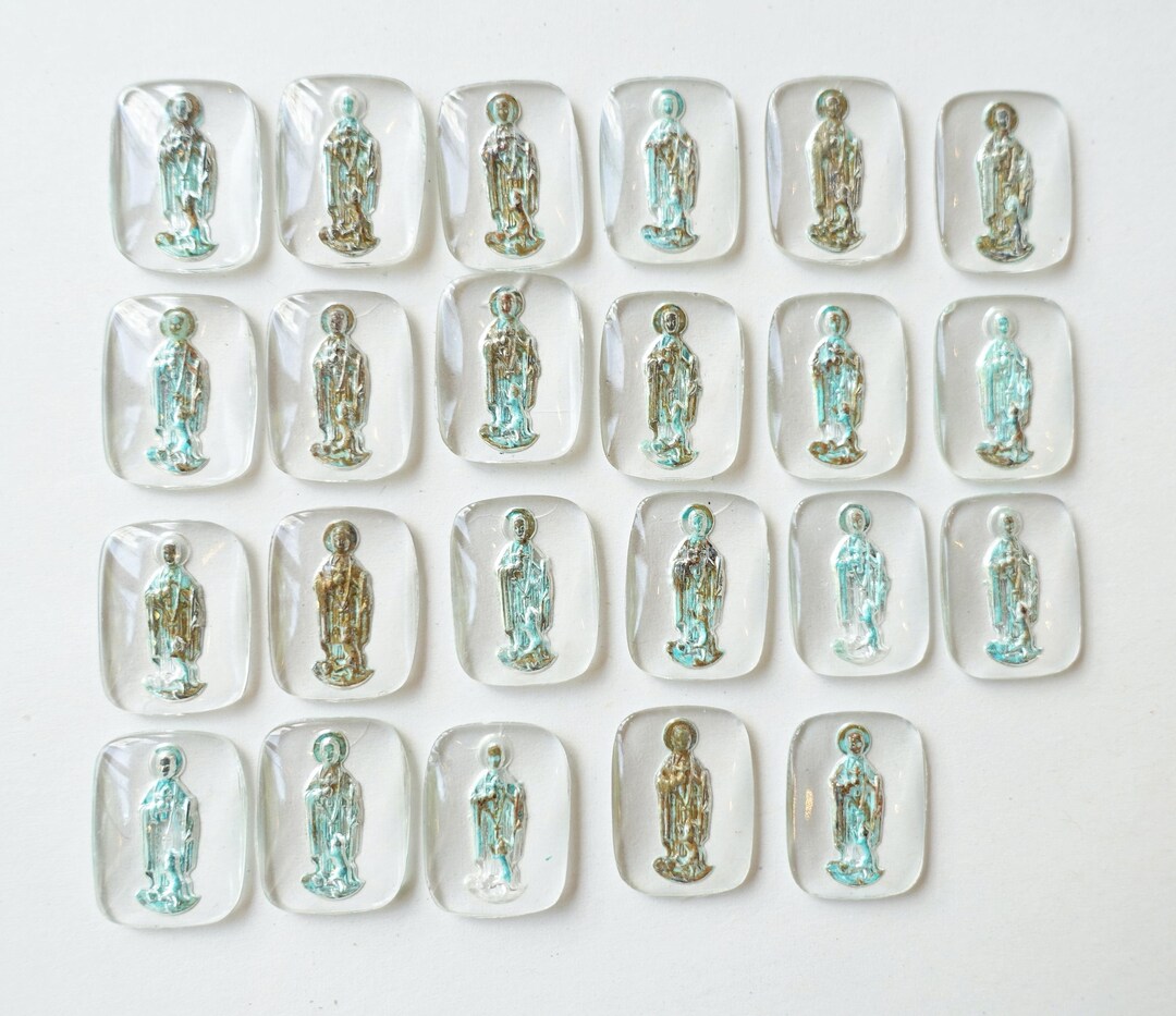 23 Cabochons Set Jesus Handmade Glass Stones 17x12mm Octagon ...