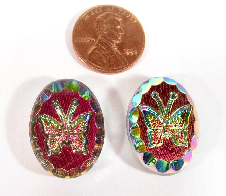 12 handmade glass stones 25x18 oval iridis volcano heliotrope | Etsy