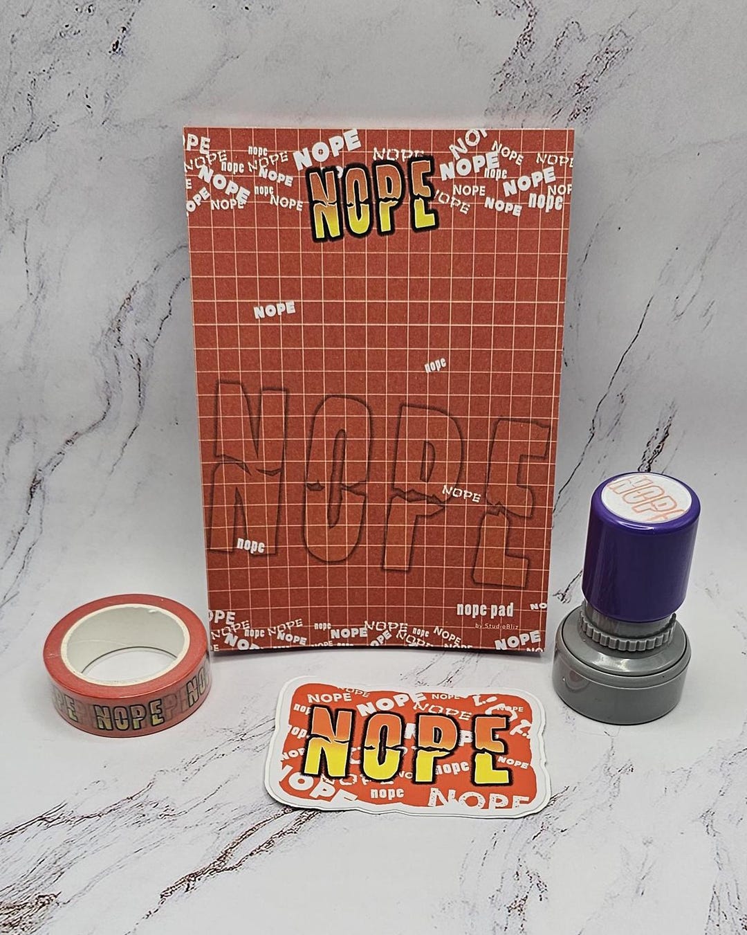 NOPE Stationery Set Meme Inspired Washi, Memo Pad, Sticker, and Self Inking Stamp. Quirky and ...