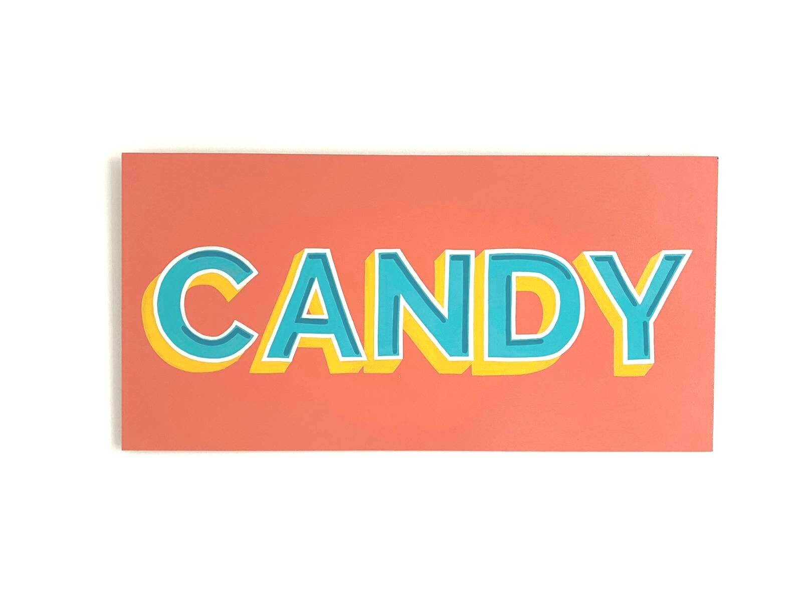 Hand Painted Wooden SIGN CANDY home decor Fairground | Etsy