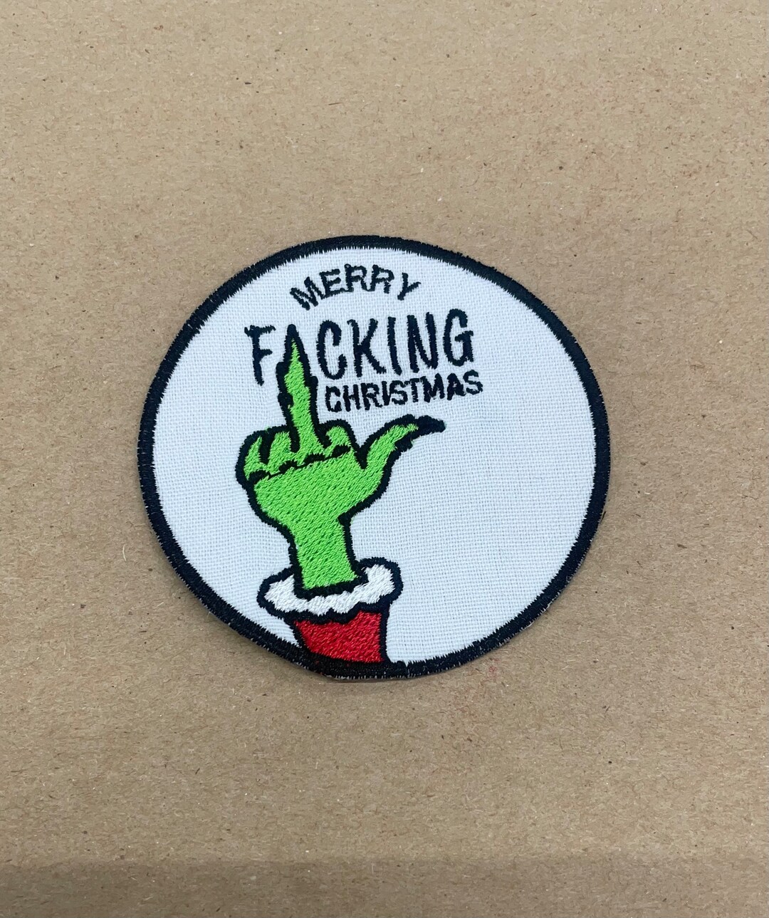 Merry Facking Christmas Grinch Embroidery Patch, Grinch Patch, Grinch ...