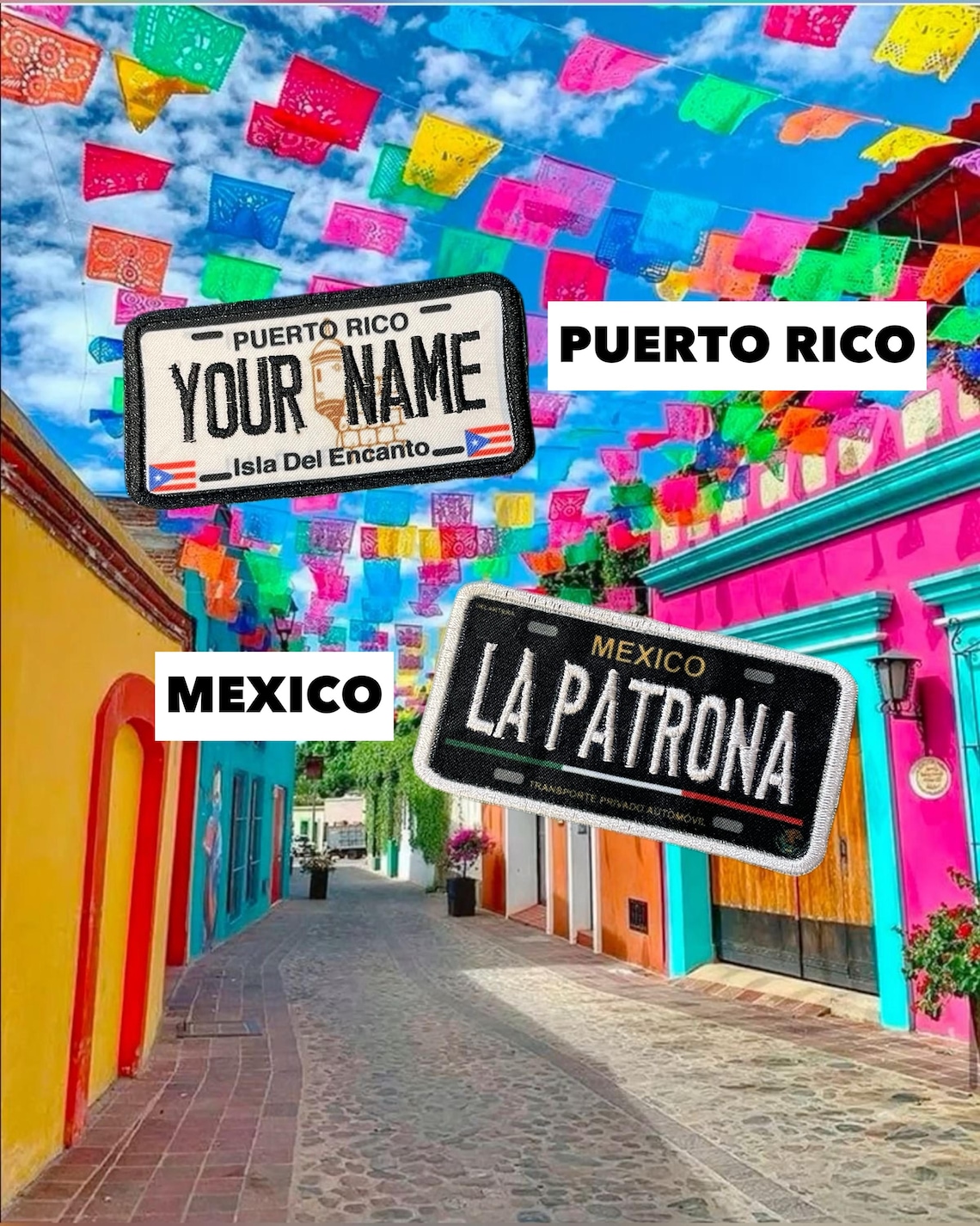 Personalized Transit Plate Patches, Various Countries, Puerto Rico ...