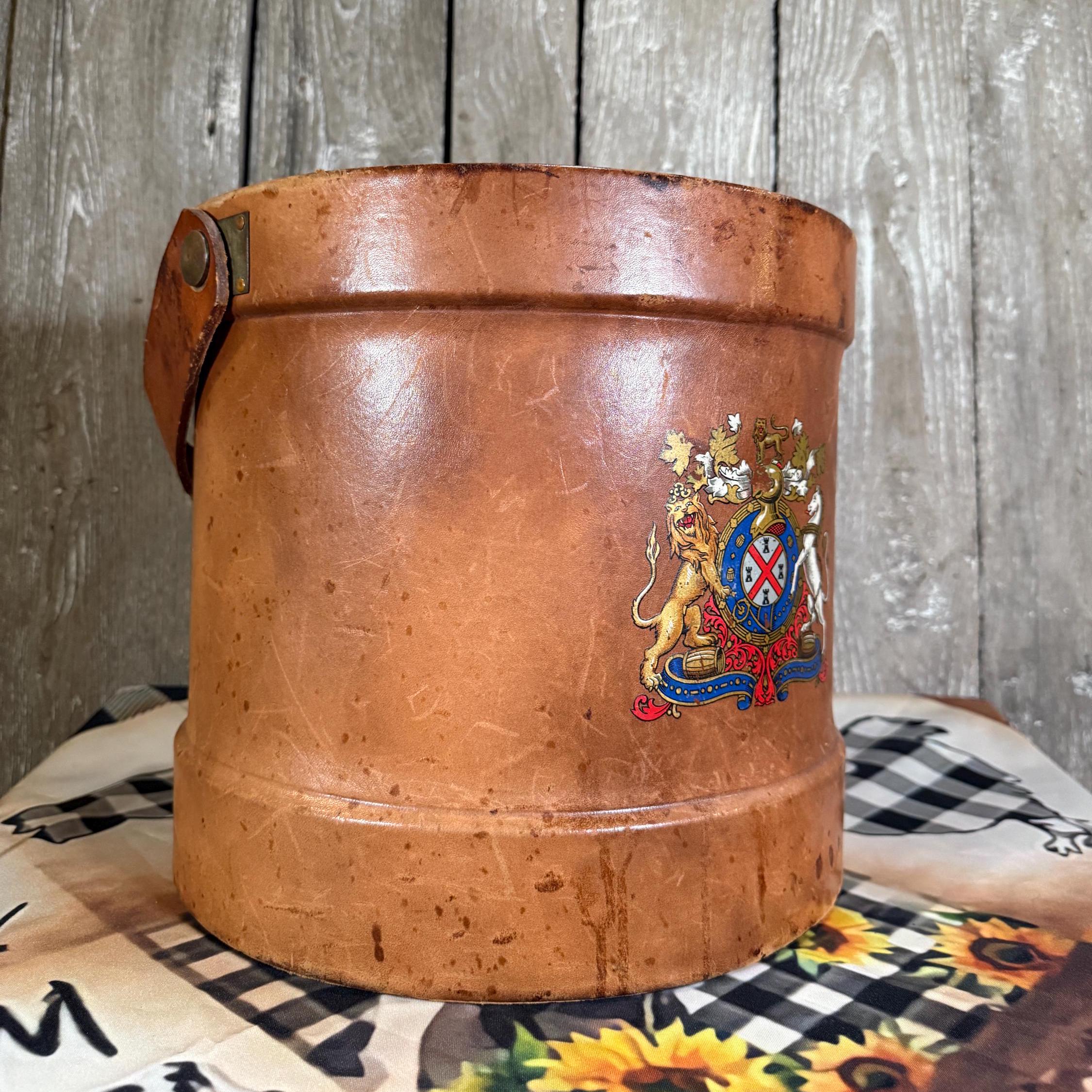 1800s Antique Leather Artillery Bucket With Coat of Arms - Etsy