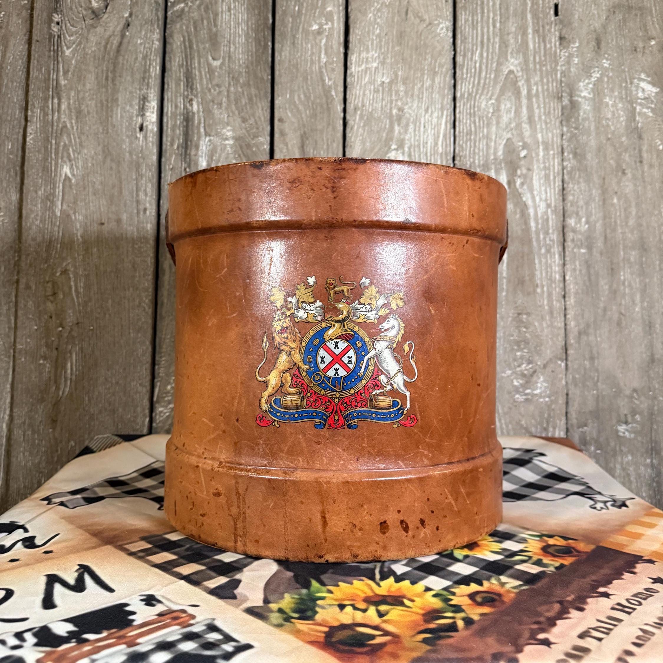 1800s Antique Leather Artillery Bucket With Coat of Arms - Etsy