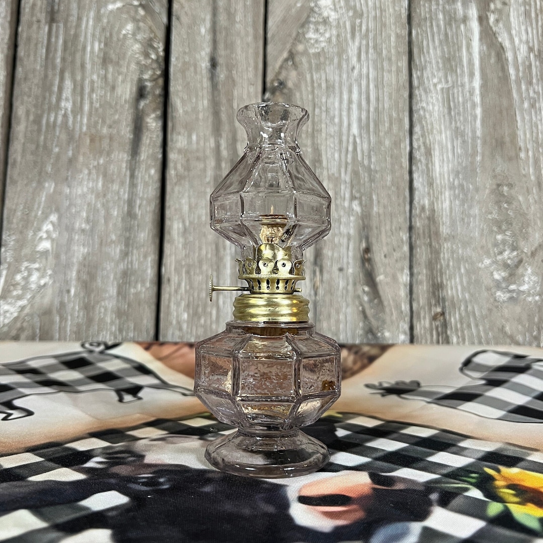 Antique Mission Block Pattern Mini Oil Lamp W/ P&A Mfg. Co. Acorn ...