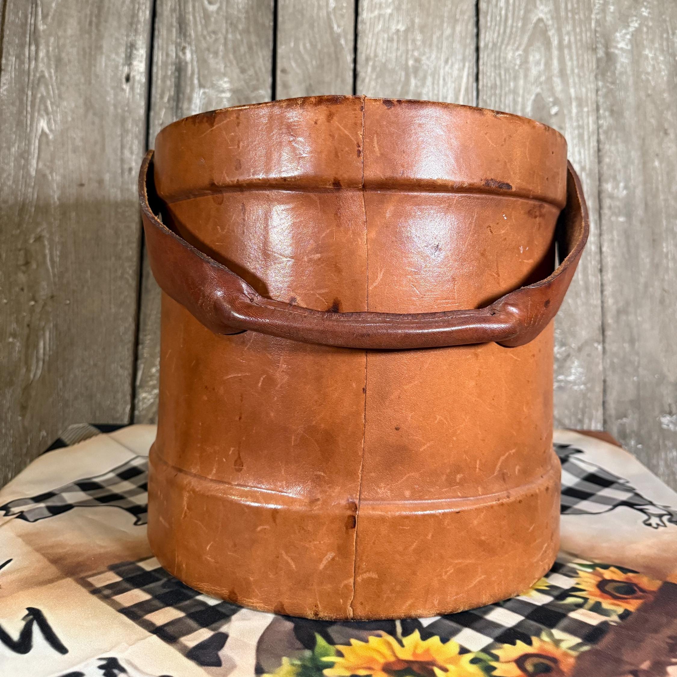 1800s Antique Leather Artillery Bucket With Coat of Arms - Etsy