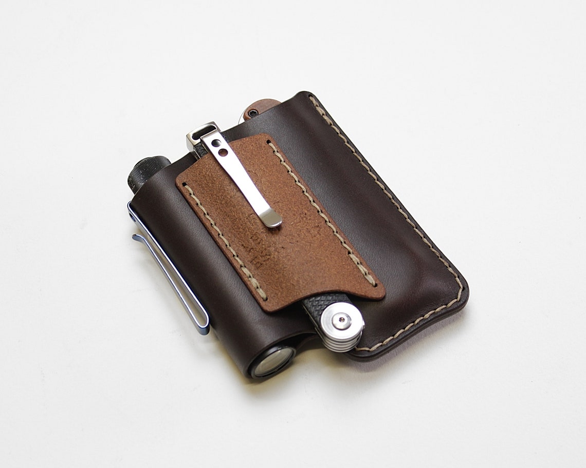 Leather Edc Pouch, Edc Organizer for Belt With Metal Belt Clip for ...