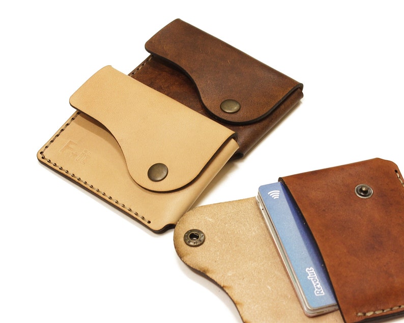 Slim Card Wallet With Clasp Leather Wallet Card Caddy Card | Etsy