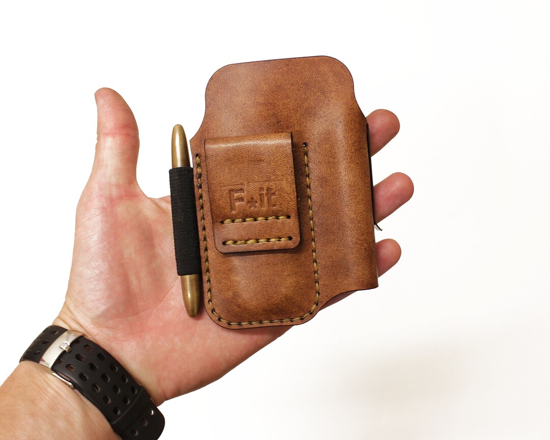 Handmade Leather EDC Organizer With Belt Loop, Knife, Flashlight, Pen ...