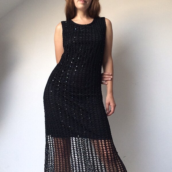 Black Crochet Dress - Etsy