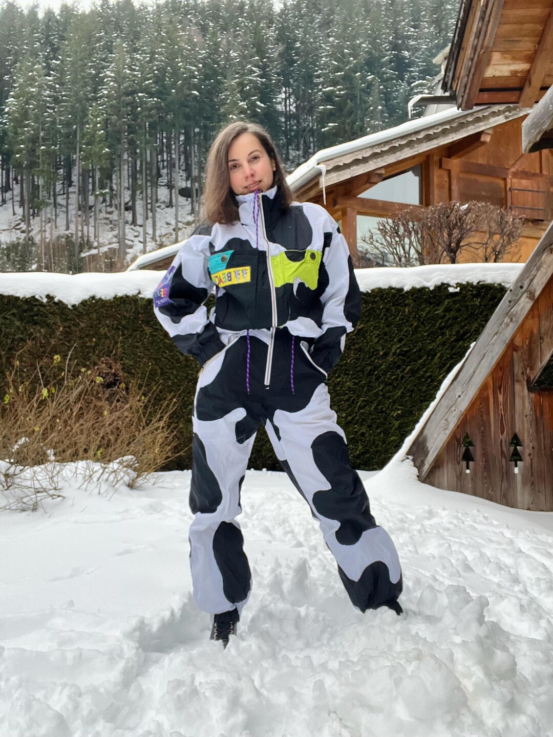 1980s Ski Jumpsuit With COW Print Size Small RARE - Etsy