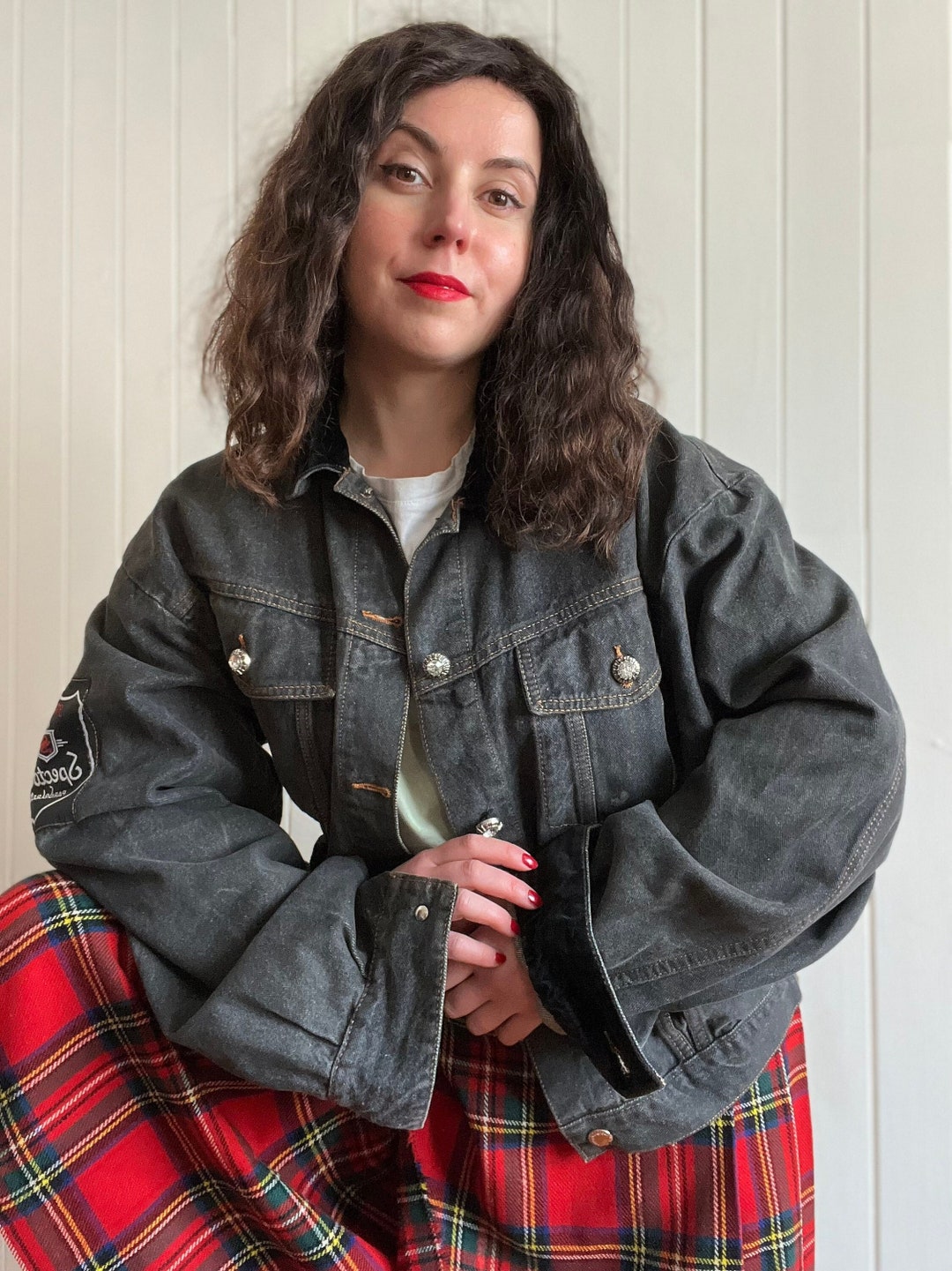 80s Grey Denim Jean Oversized Jacket SPECTORS Par SELECTO Size Small ...