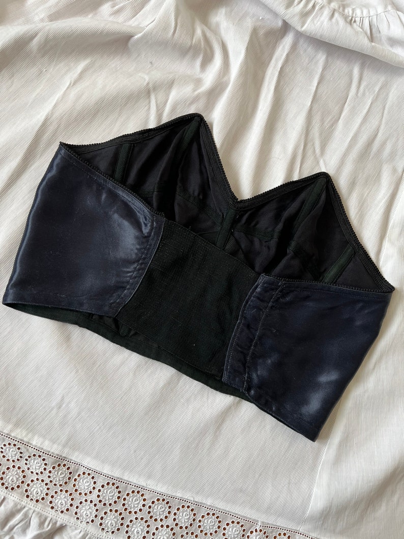 50s Black Satin Long Line Plunge Bra Size Medium Cathedral Bra - Etsy
