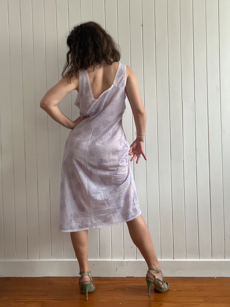 Vintage Soviet Sheer Purple Full Slip Dress Size Medium Lingerie Under ...