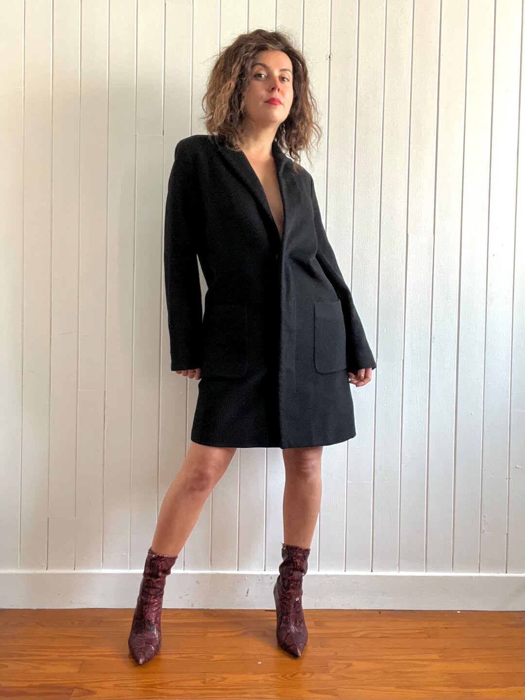 MAX MARA Black Merino Woolen Pea Coat Size Small - Etsy