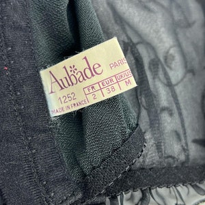 Vintage AUBADE 80s Black Sheer Nylon GARTER BELT Flocked Pattern ...