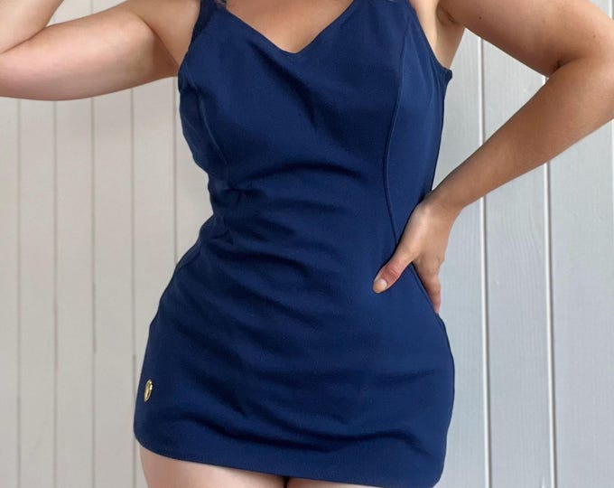 1970s TRIUMPH Navy Blue One-piece Swimsuit Knitted Jersey Low Cut ...