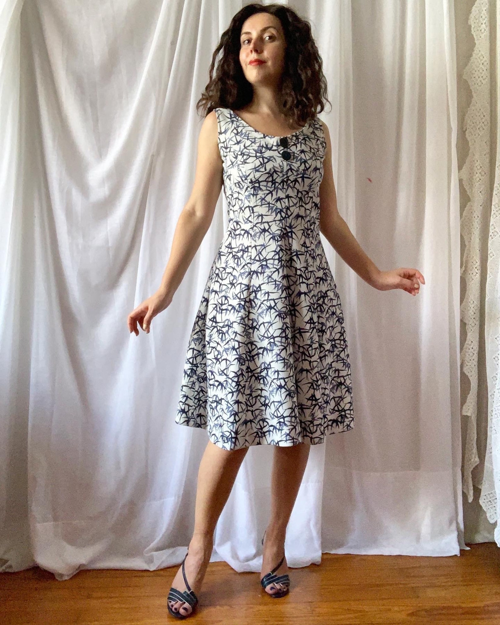 60s 70s Mini Dress Swallow Bird Bamboo Leaves Hieroglyphs - Etsy