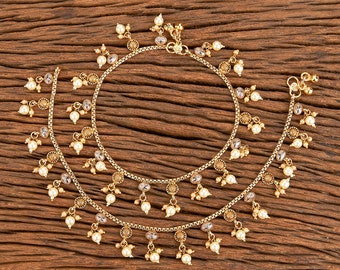 Polki Anklets With Toe Ring/ Kundan Anklets /antique Gold - Etsy