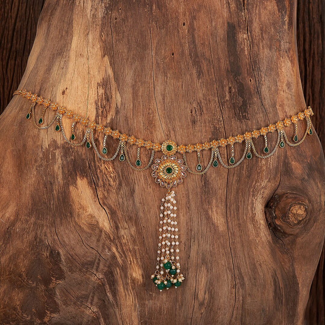 Ruby Green Polki Kundan Waist Belt/indian Belly Chain/ Gold Belly Chain ...