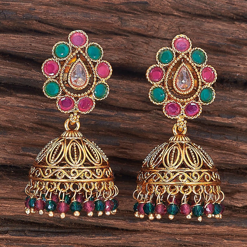 Temple Antique Small Size Gold Jhumka /earrings Temple Jewelry - Etsy