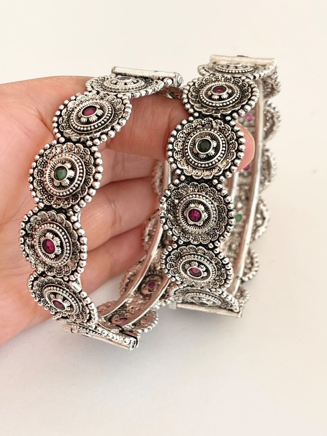 Openable Oxidized Silver Bangles /german Silver /oxidized - Etsy