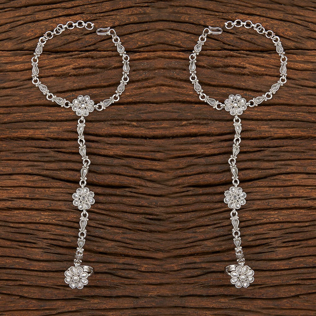 Silver Polki Hath Phool / Haathphool Pair /polki Bracelet/hand - Etsy