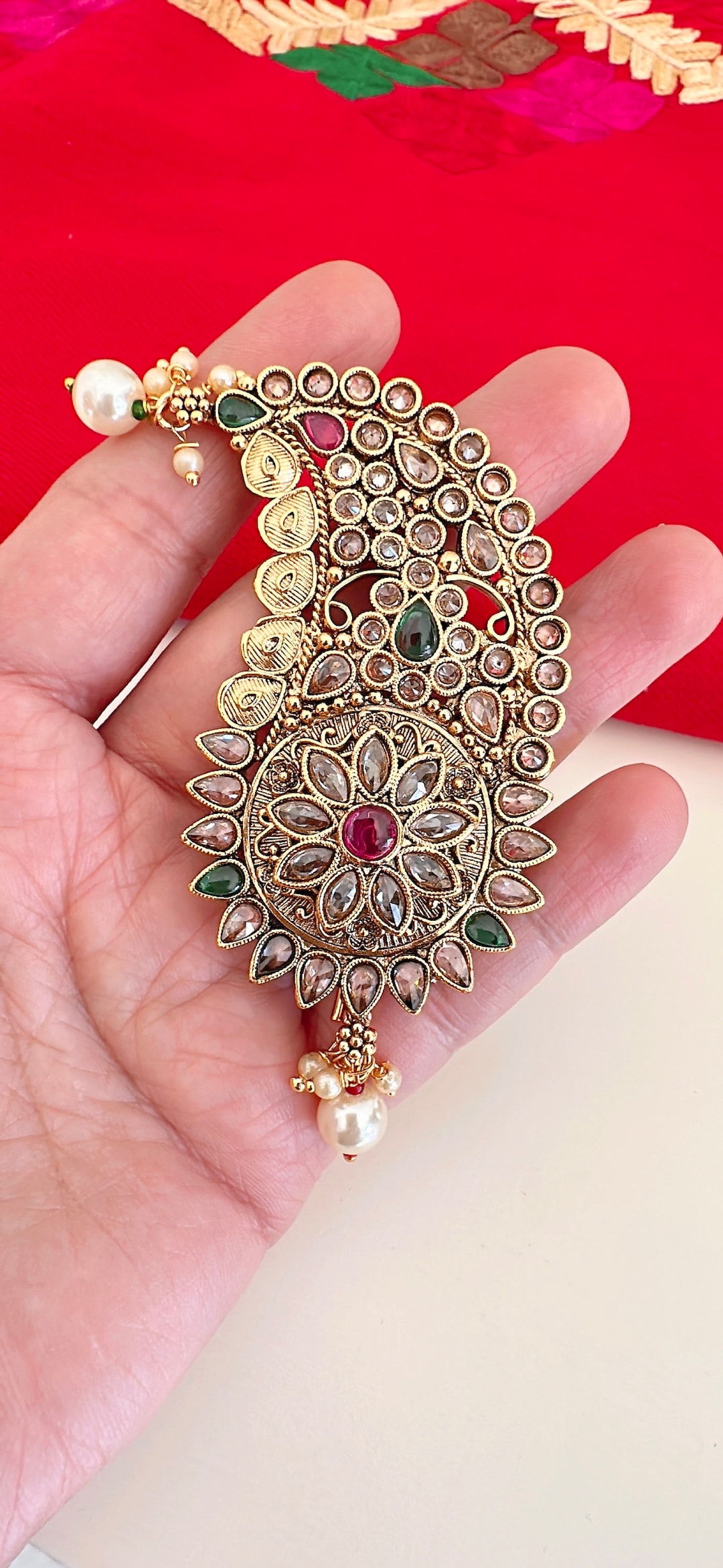 Rubygreen Kalgi/ Kalgi Wedding Kundan Work Brooch Sikh Dastar Kalgi ...