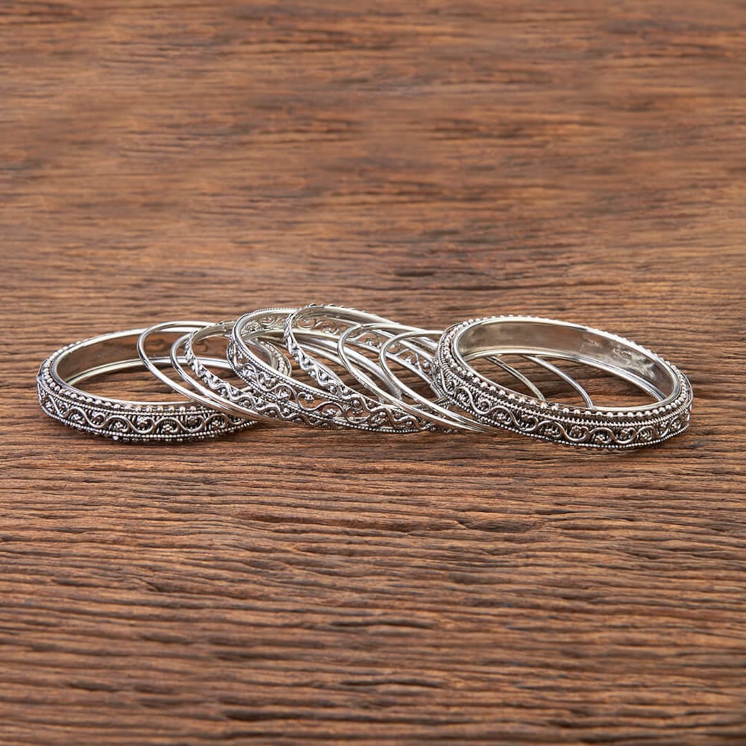 8 PC Oxidized Bangles/oxidized Silver Bangles/german Silver/indian ...