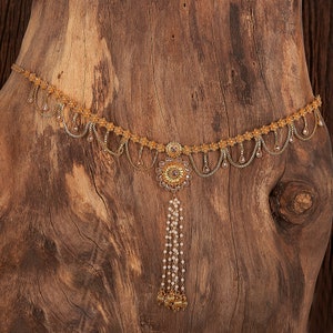Ruby Green Polki Kundan Waist Belt/indian Belly Chain/ Gold Belly Chain ...