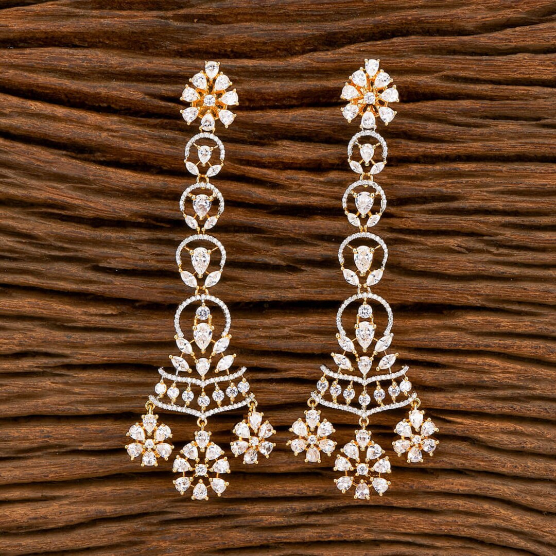 American Diamond Dangle Drop Earrings/ Long Diamond Bridal Earrings ...