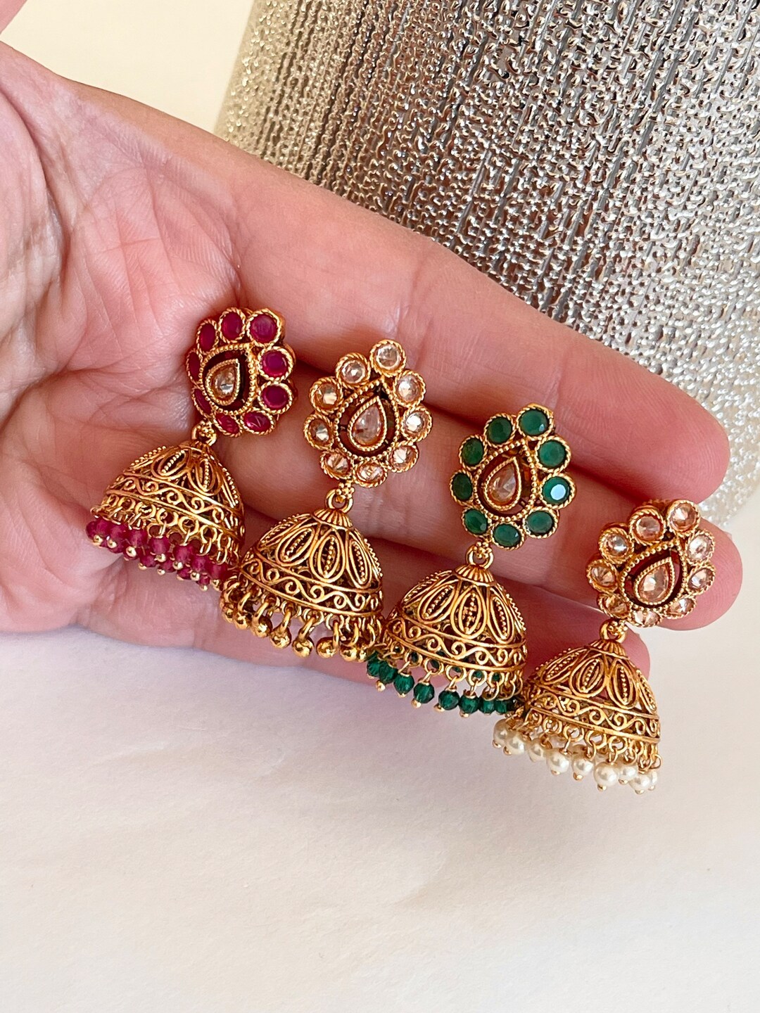 Temple Antique Small Size Gold Jhumka /earrings Temple Jewelry - Etsy