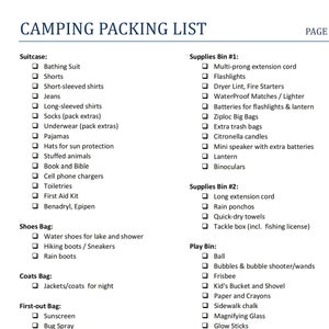 Camping Packing Checklist! - Etsy