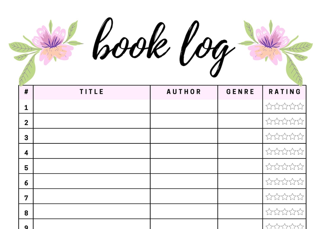Book Log Printable - Etsy