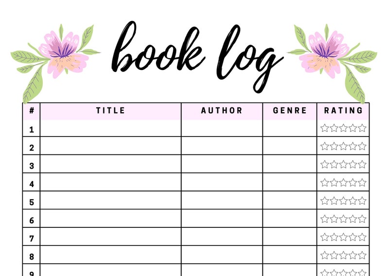 Book Log Printable - Etsy