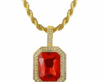 Mens ruby pendant | Etsy