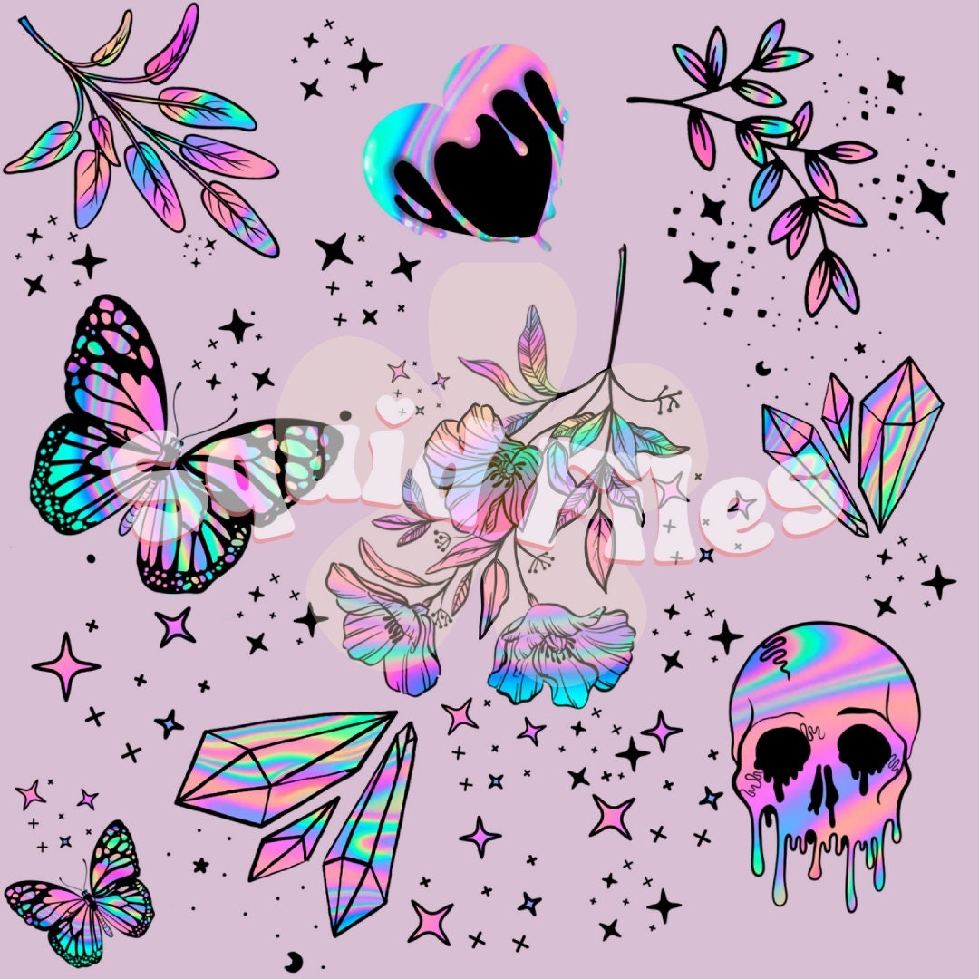 Purple Neon Alt Holo Skulls Seamless File - Etsy