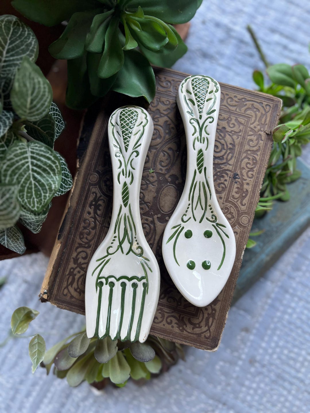 Set of Two Vintage Spoon Rests - Etsy