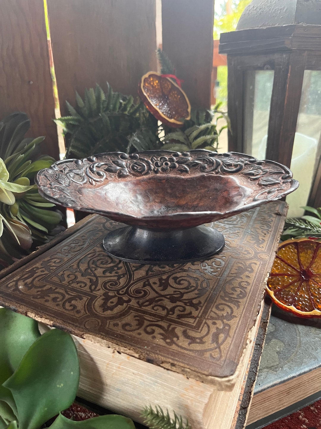 Vintage Metal Pedestal Trinket Dish - Etsy