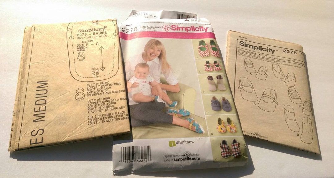 Simplicity Paper Pattern 2278, Misses Shoe and 4 Baby Shoe Styles ...