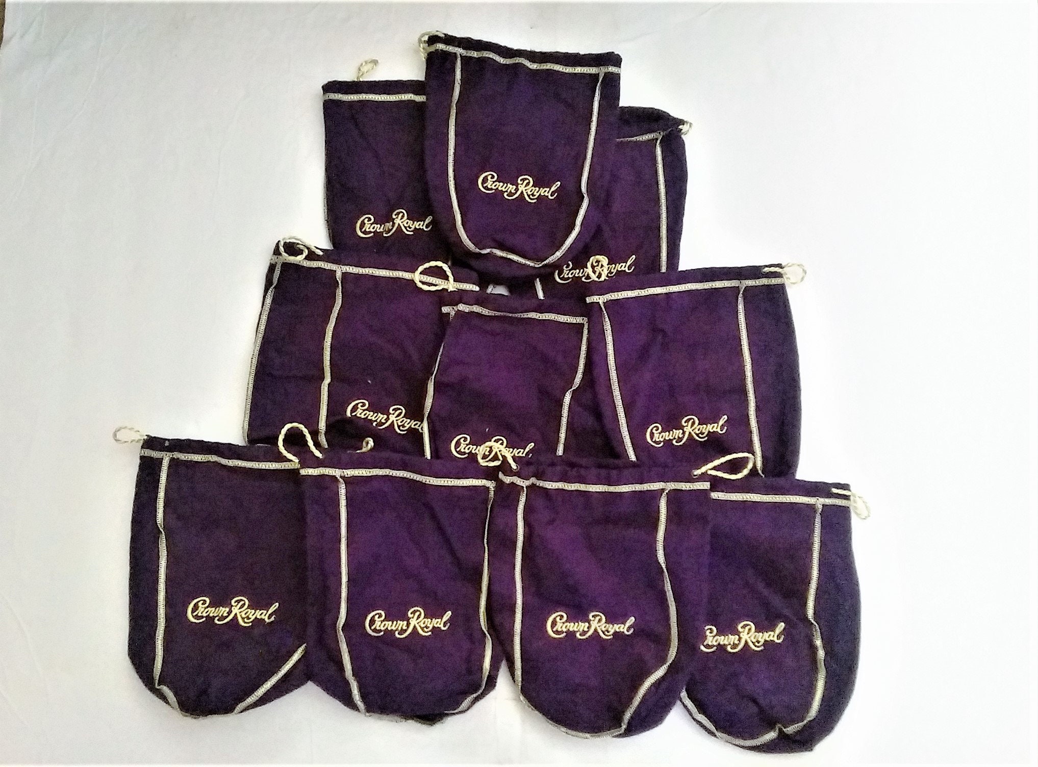 10 Crown Royal Bags Purple & Gold Embroidered Large With - Etsy