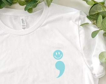 Smiley Face Semi-colon Heavyweight Shirt Suicide Awareness | Etsy