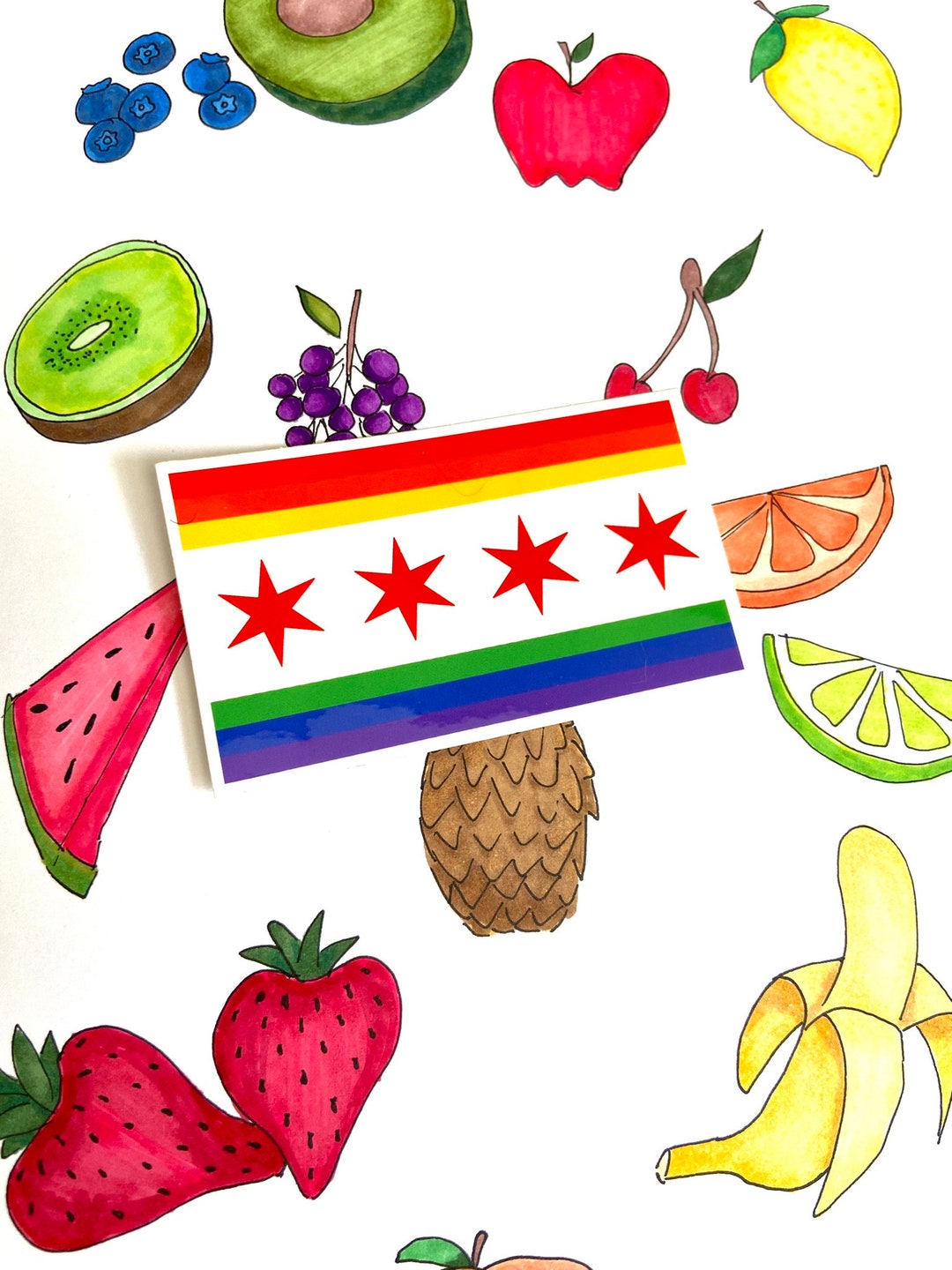 Chicago Pride Rainbow Flag Sticker, Gay Pride Chicago Flag, Chicago ...