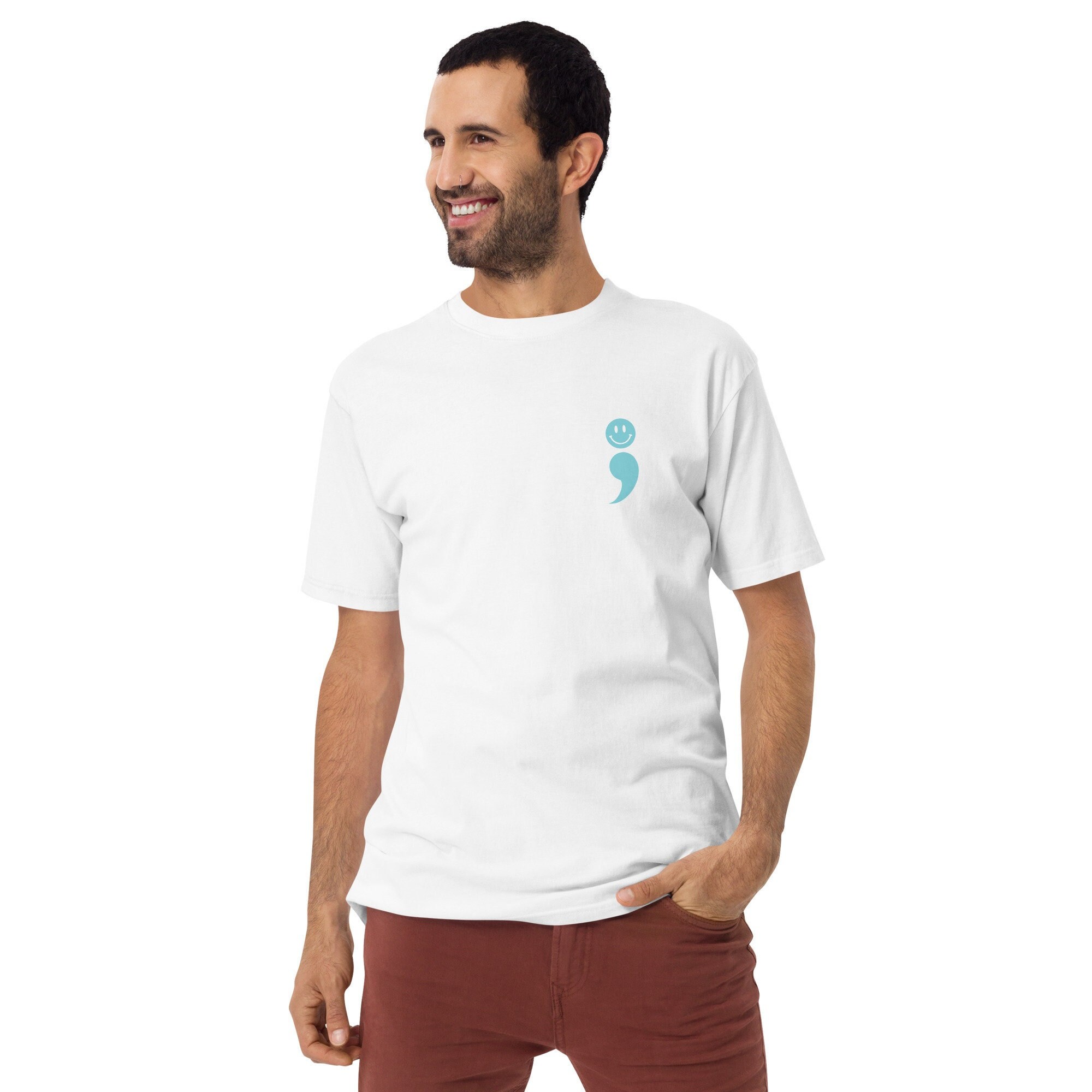 Smiley Face Semi-colon Heavyweight Shirt, Suicide Awareness Shirt ...