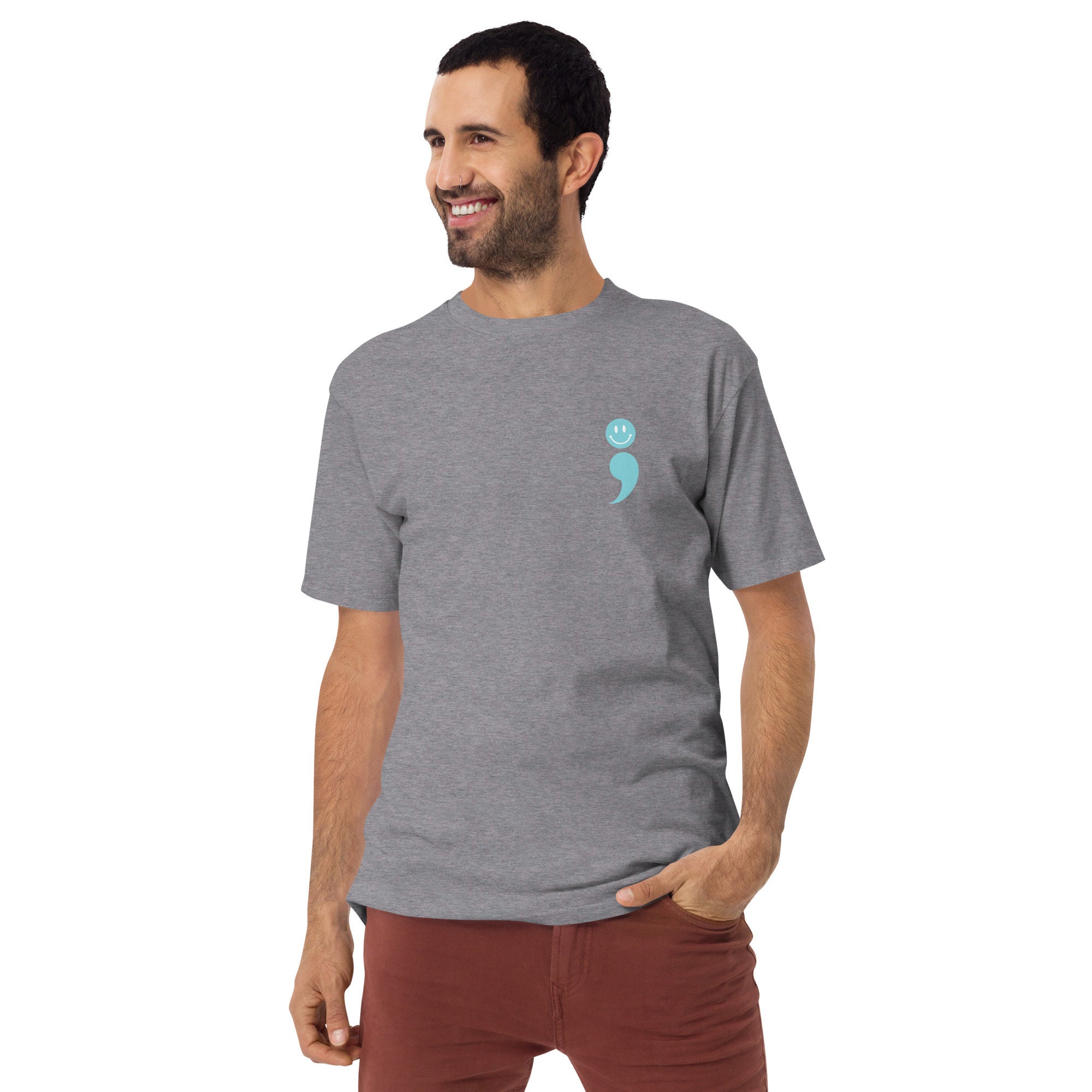 Smiley Face Semi-colon Heavyweight Shirt, Suicide Awareness Shirt ...