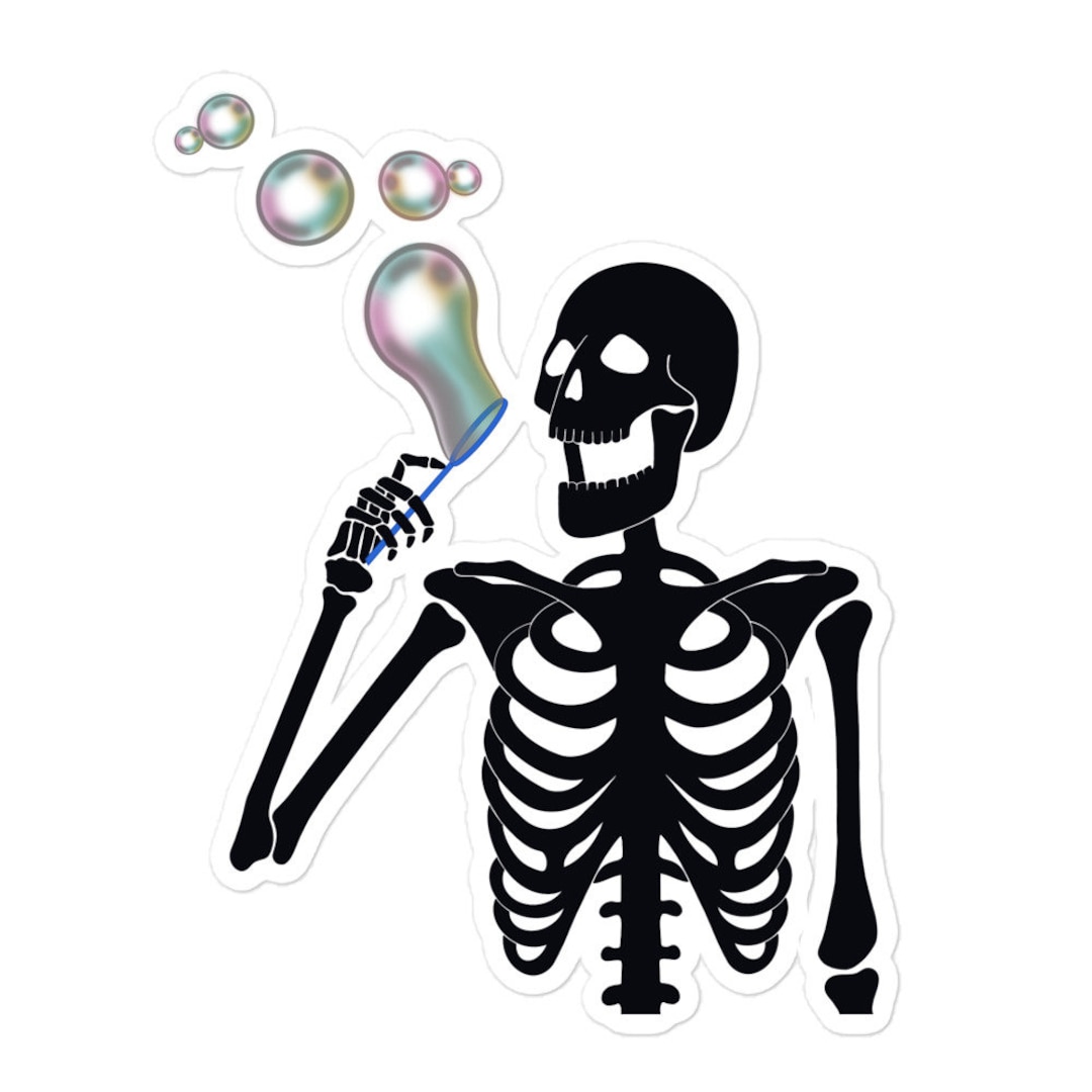 Skeleton Blowing Bubbles Sticker, Funny Skeleton Sticker - Etsy