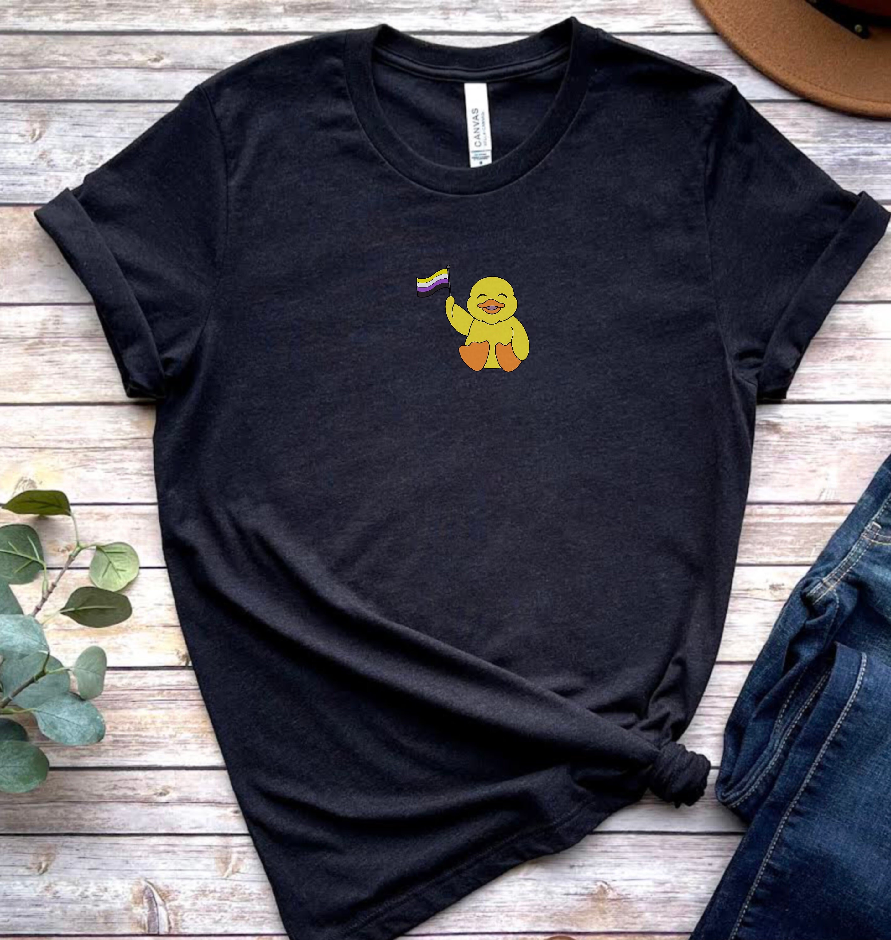 Non-binary Pride Flag Duck Shirt, Nonbinary Pride Flag, Funny Nonbinary ...